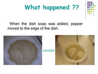 Black pepper and dish soap experiments2 | PPT | Chemistry | Science