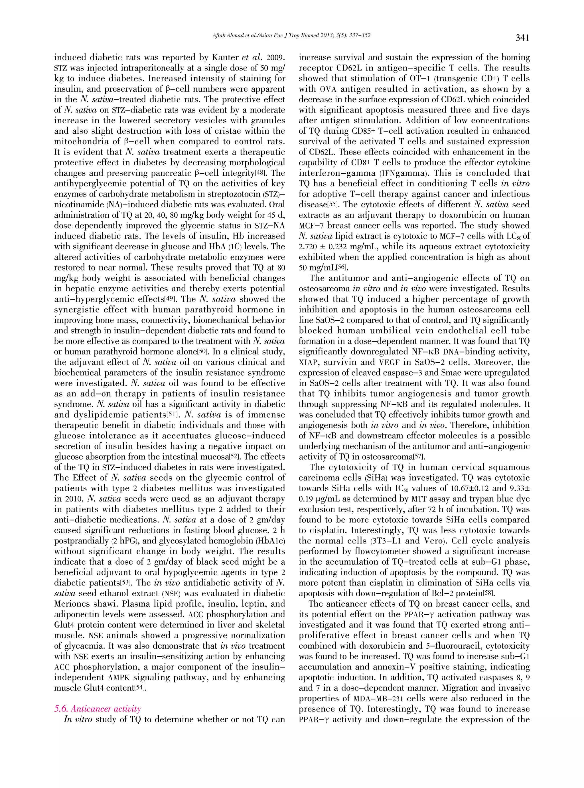 Black seed in cancer therapy, research paper | PDF