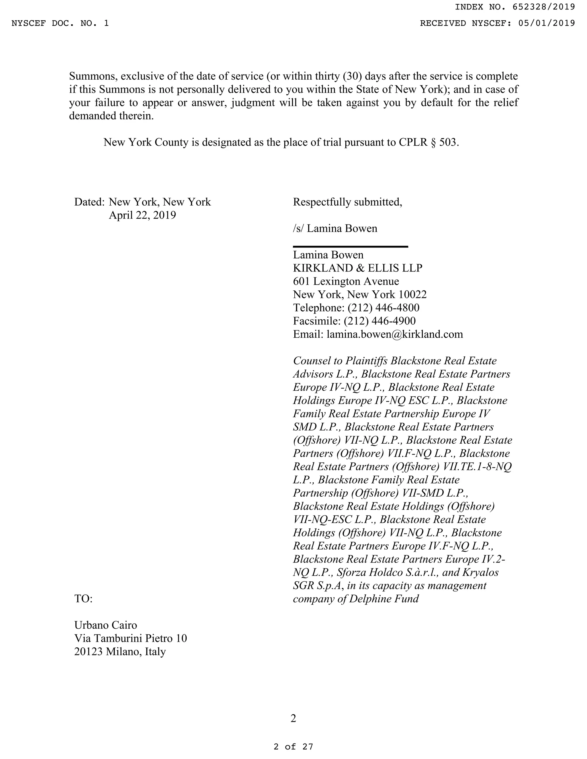 Blackstone cairo causa solferino | PDF