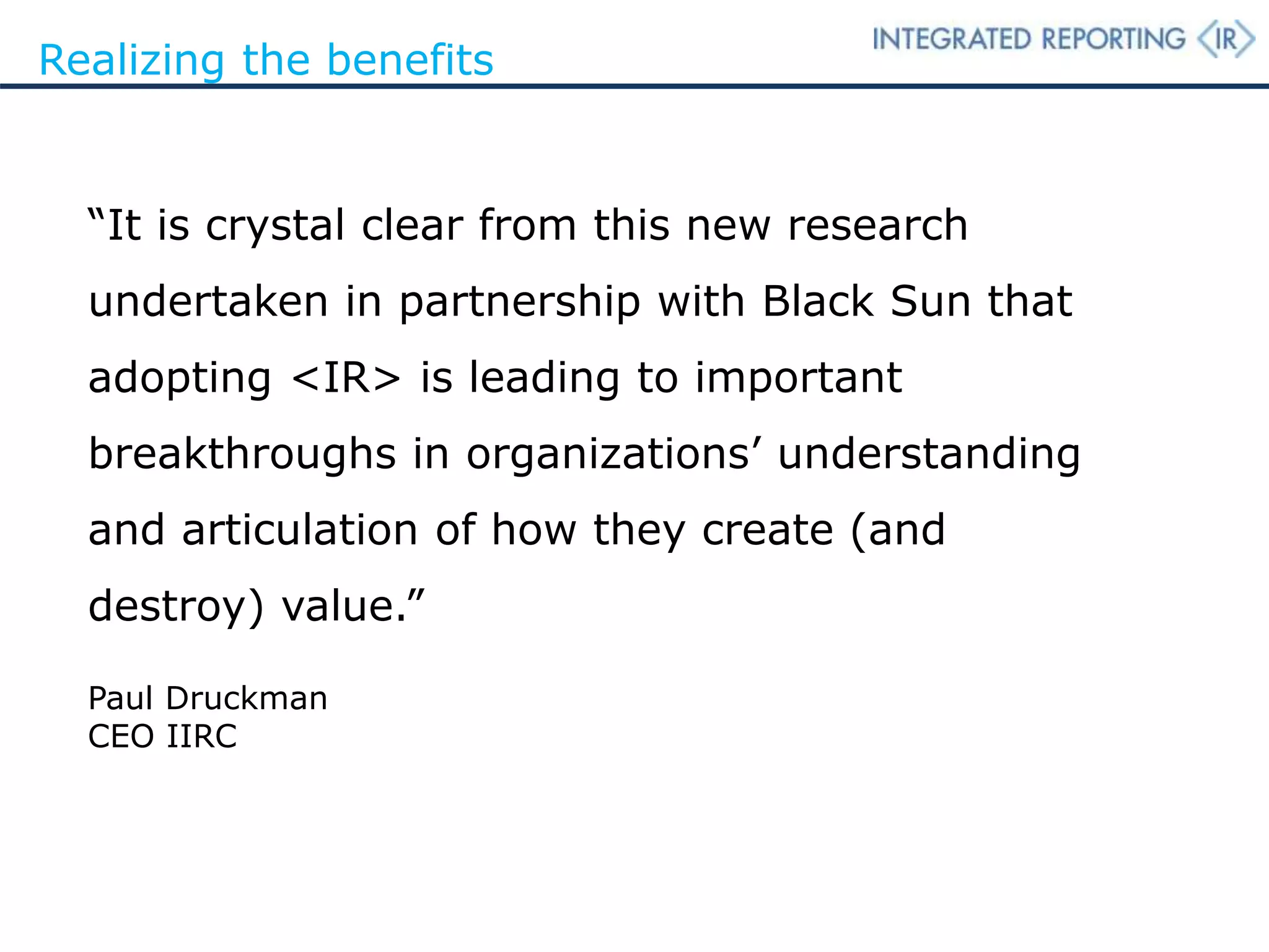 Realizing the benefits: the impact of Integrated Reporting | PPT