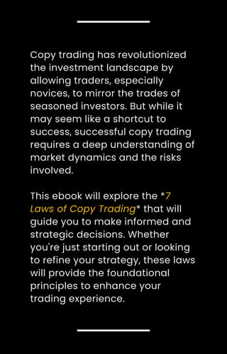The 7 Laws of Copy Trading for Beginners and Investors | PDF
