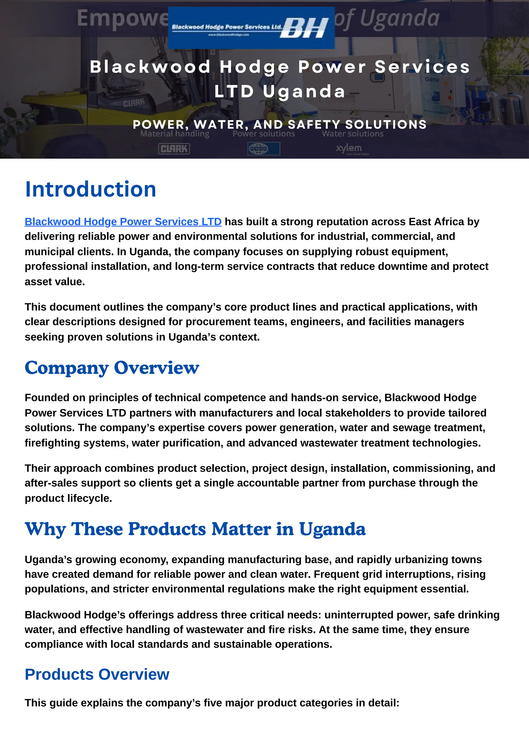 Blackwood Hodge Power Services LTD Uganda – Power, Water, and Safety ...