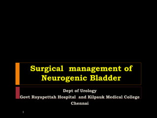 Bladder neurogenic- management- surgical | PPT