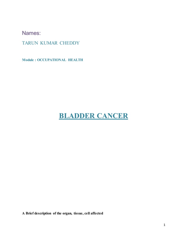 Bladder cancer assignment (OCCUPATIONAL HEALTH) | PDF
