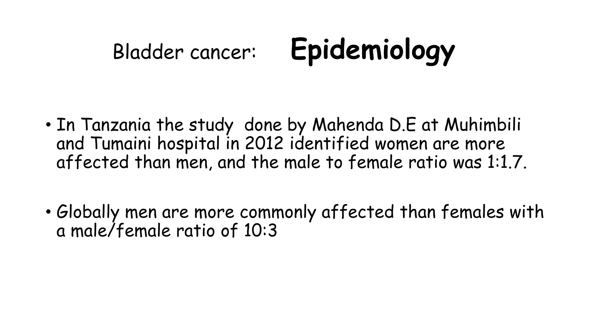 Bladder Cancer risk factors pathophysiology and treatment | PPT