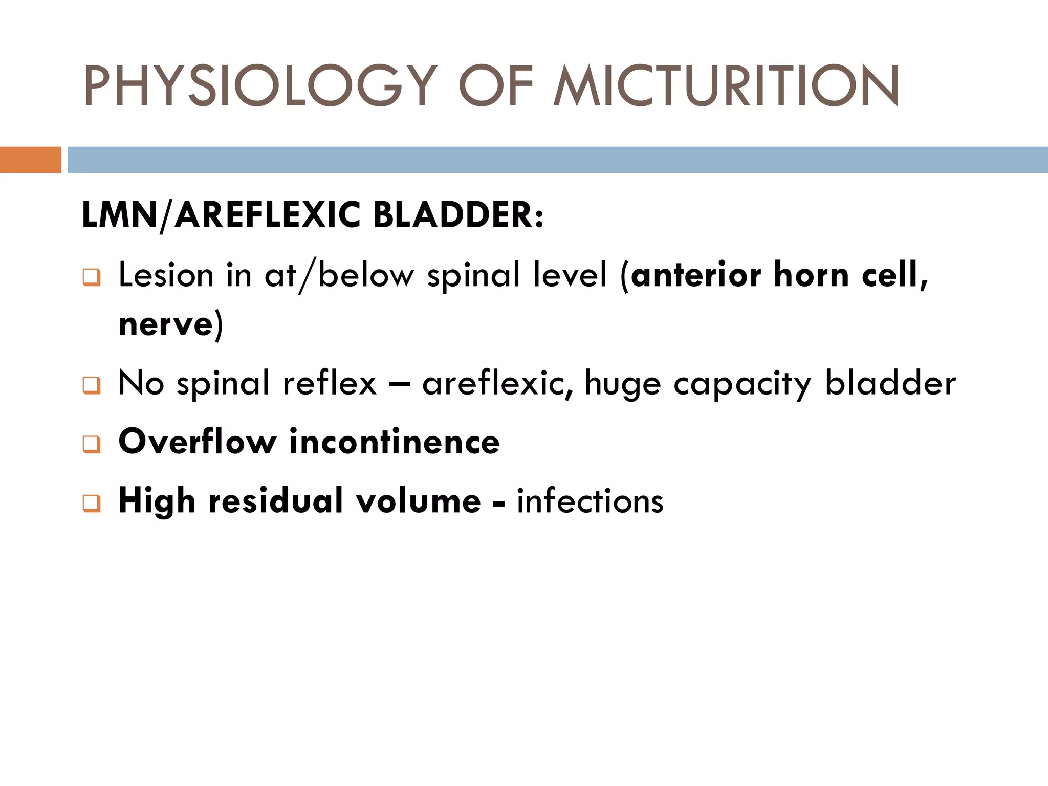 Bladder innervation, physiology of micturition | PPTX