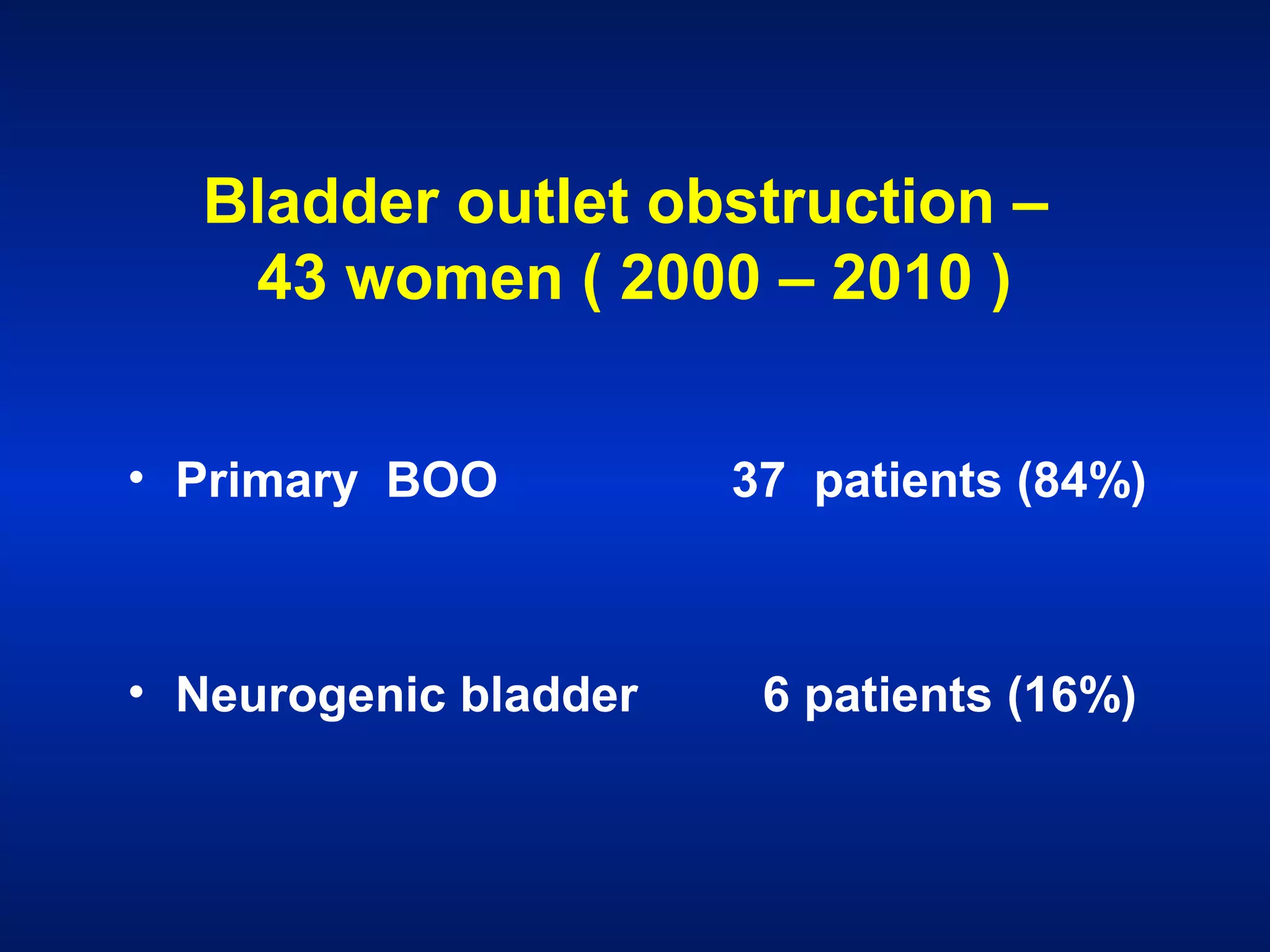 Bladder Outlet Obstruction In Women Diagnostics And Therapy Ppt
