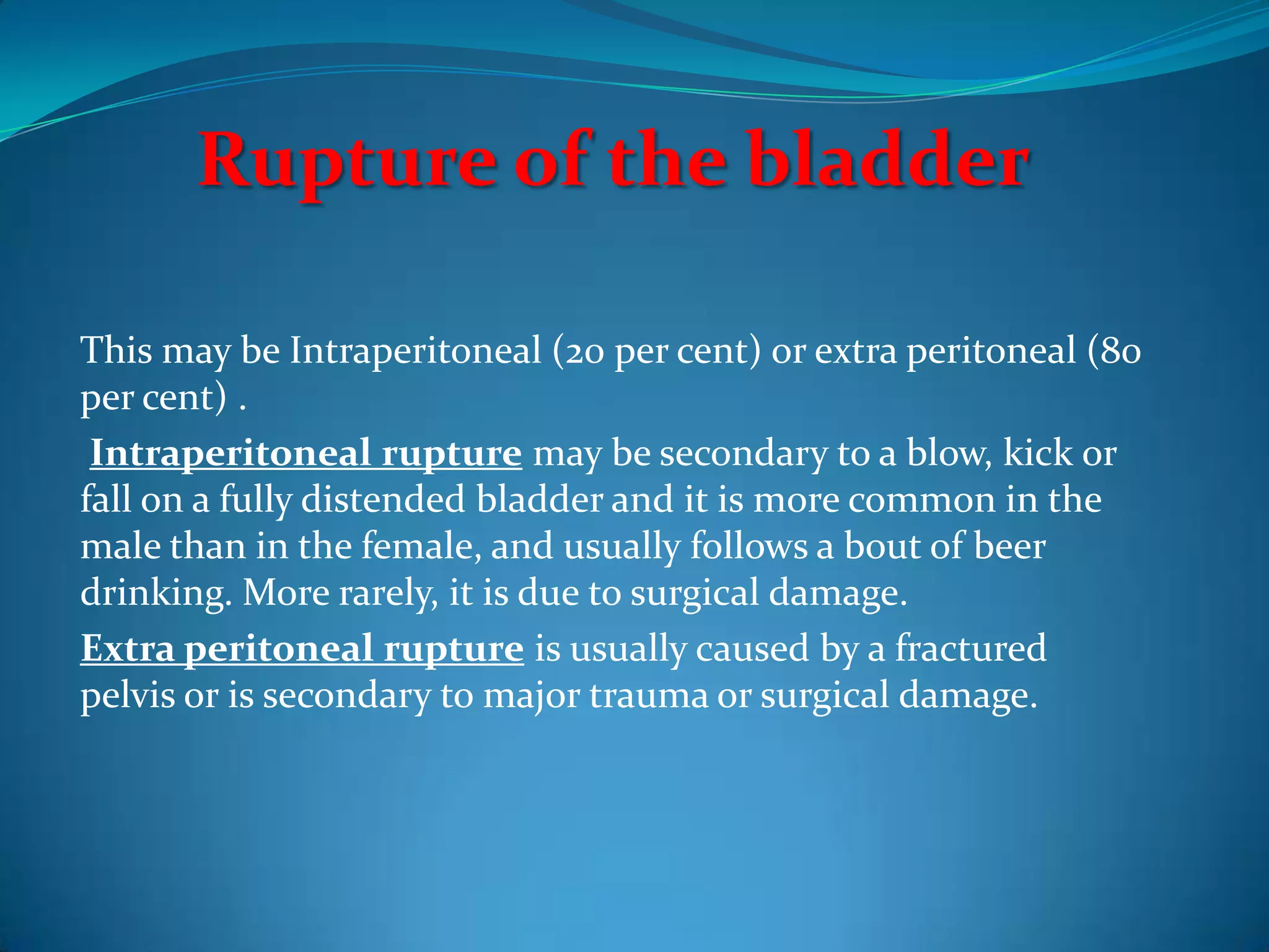 urology.Bladder rupture,urine retention.(dr.ali kamal) | PPTX