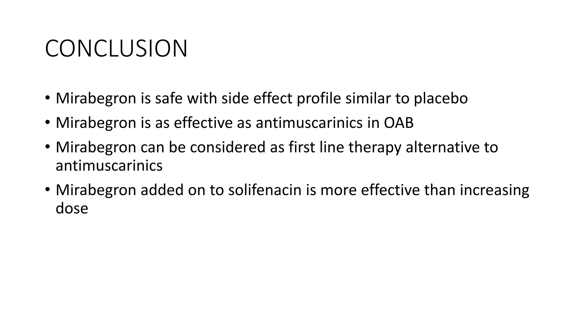 Bladder sedatives mirabegron vs antimuscarinics in overactive bladder ...