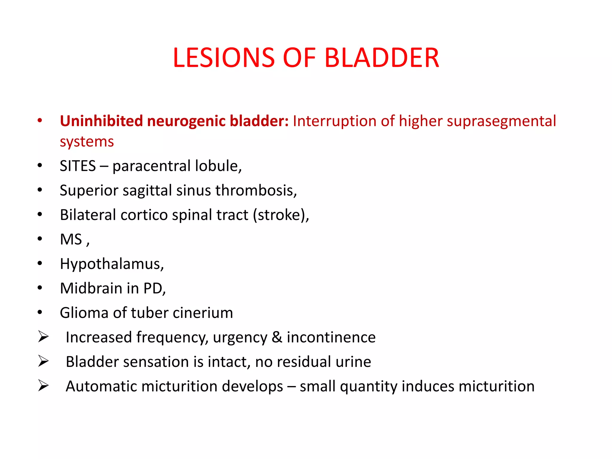 urinary bladder innervation and syndromes | PPTX