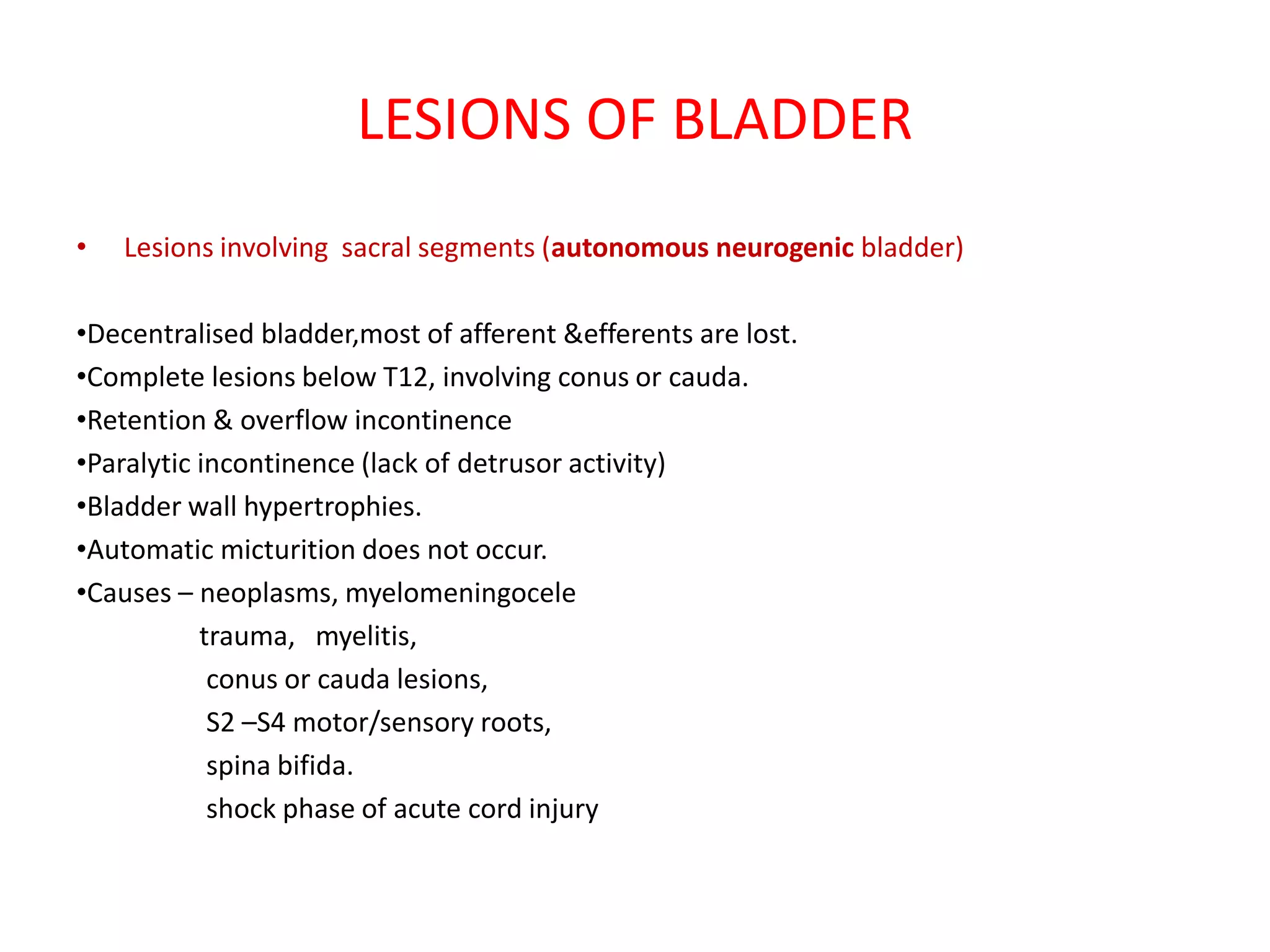 urinary bladder innervation and syndromes | PPTX
