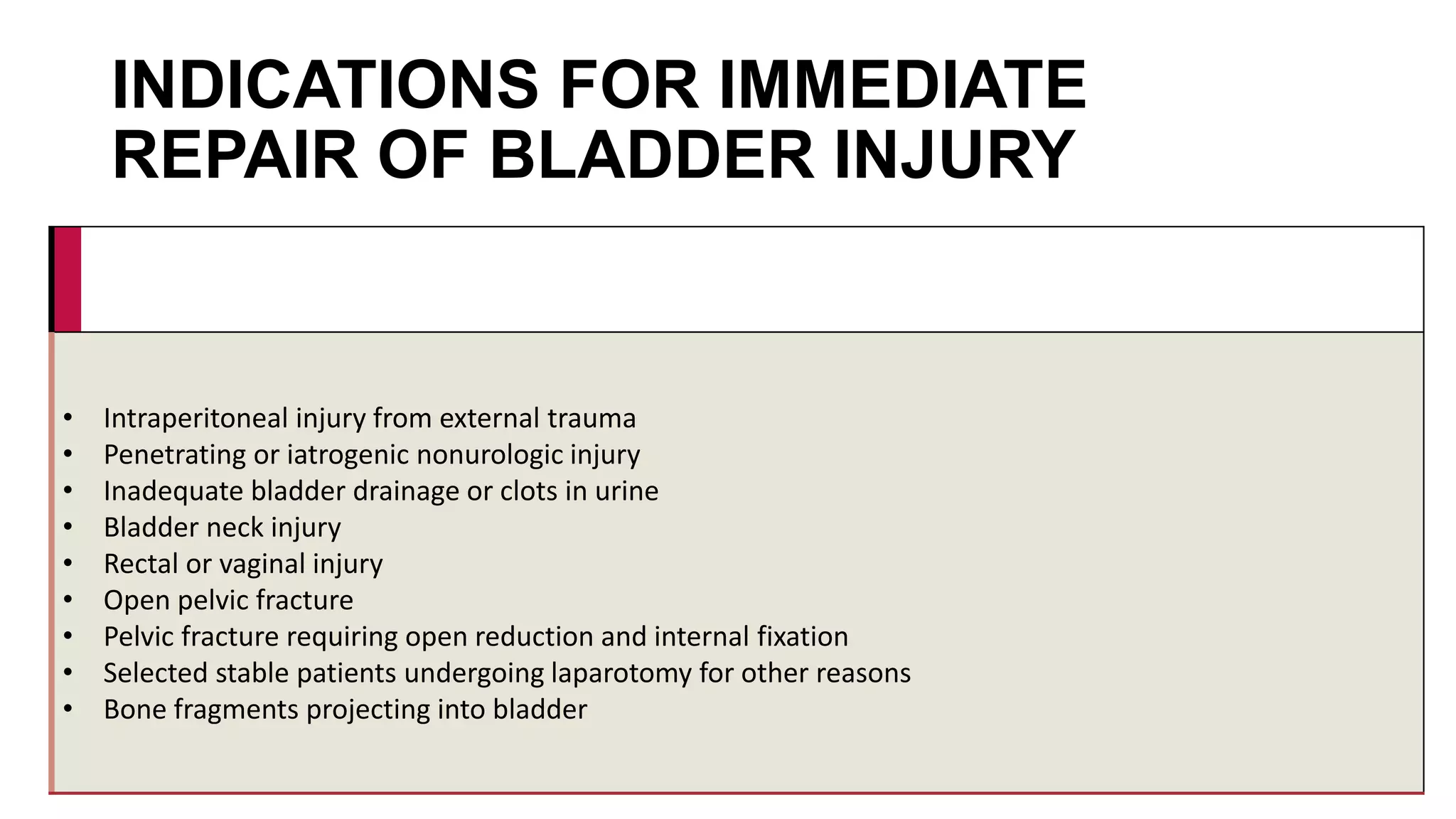Bladder trauma follow up | PPTX
