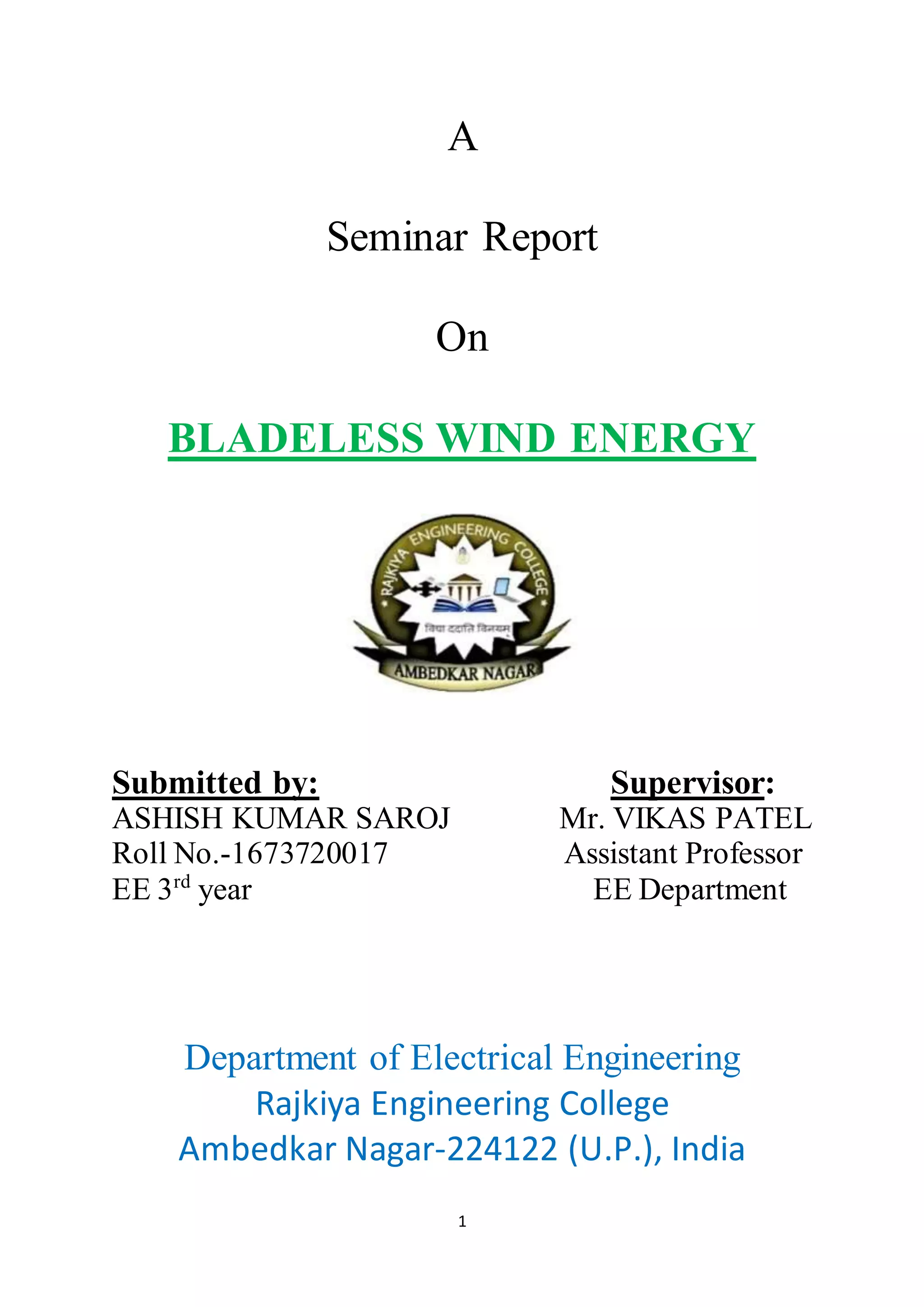Bladeless wind energy report | DOCX