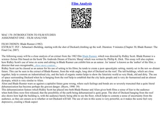 Blade Runner Analysis | PDF