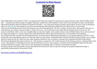 Blade Runner Analysis | PDF