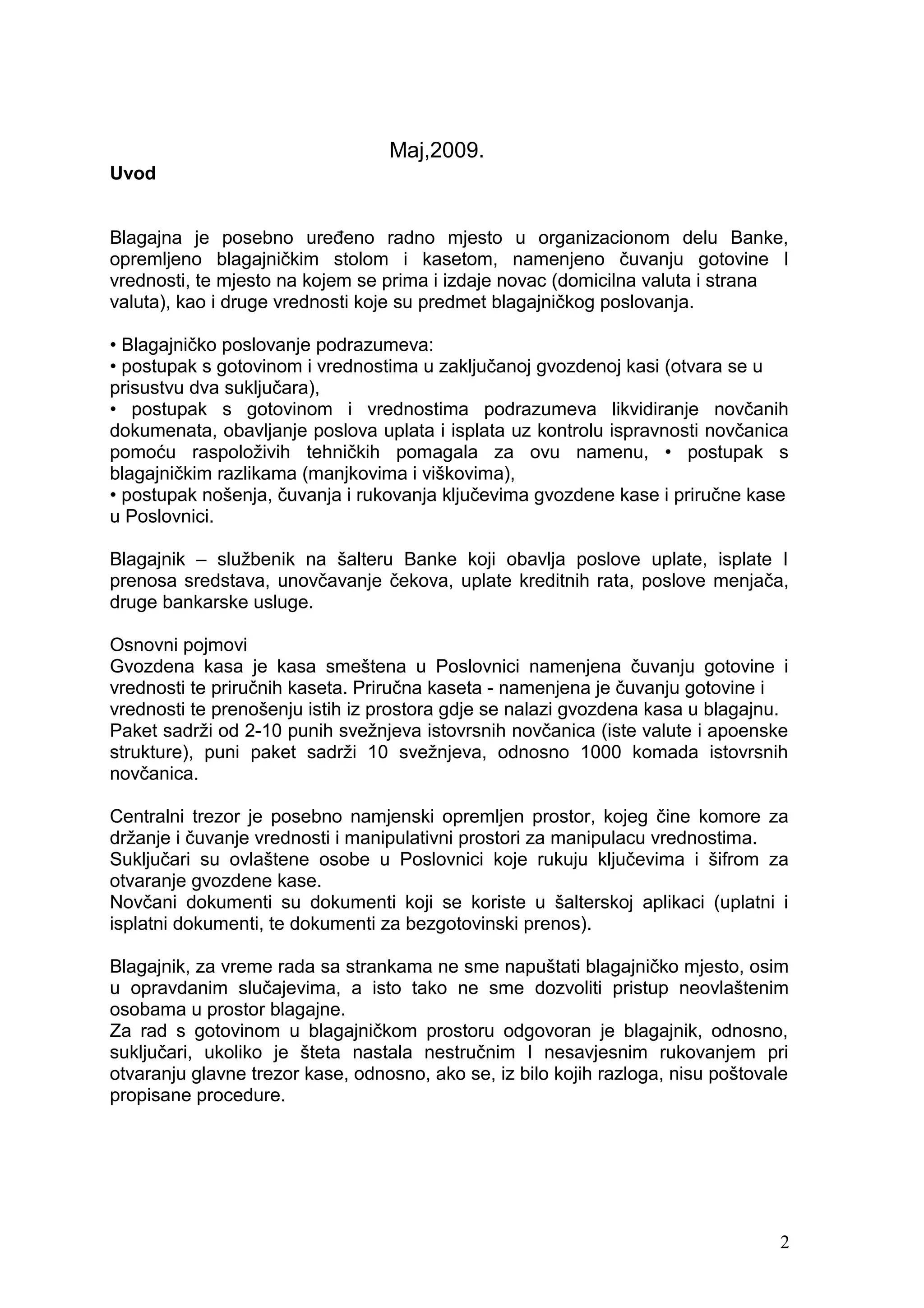 Blagajnicko poslovanje u turistickim agencijama | DOC
