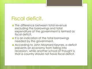Calculation of revenue,fiscal and primary deficit of India. | PPTX