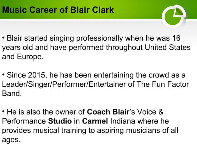 Blair Clark’s Musical Journey | PPT