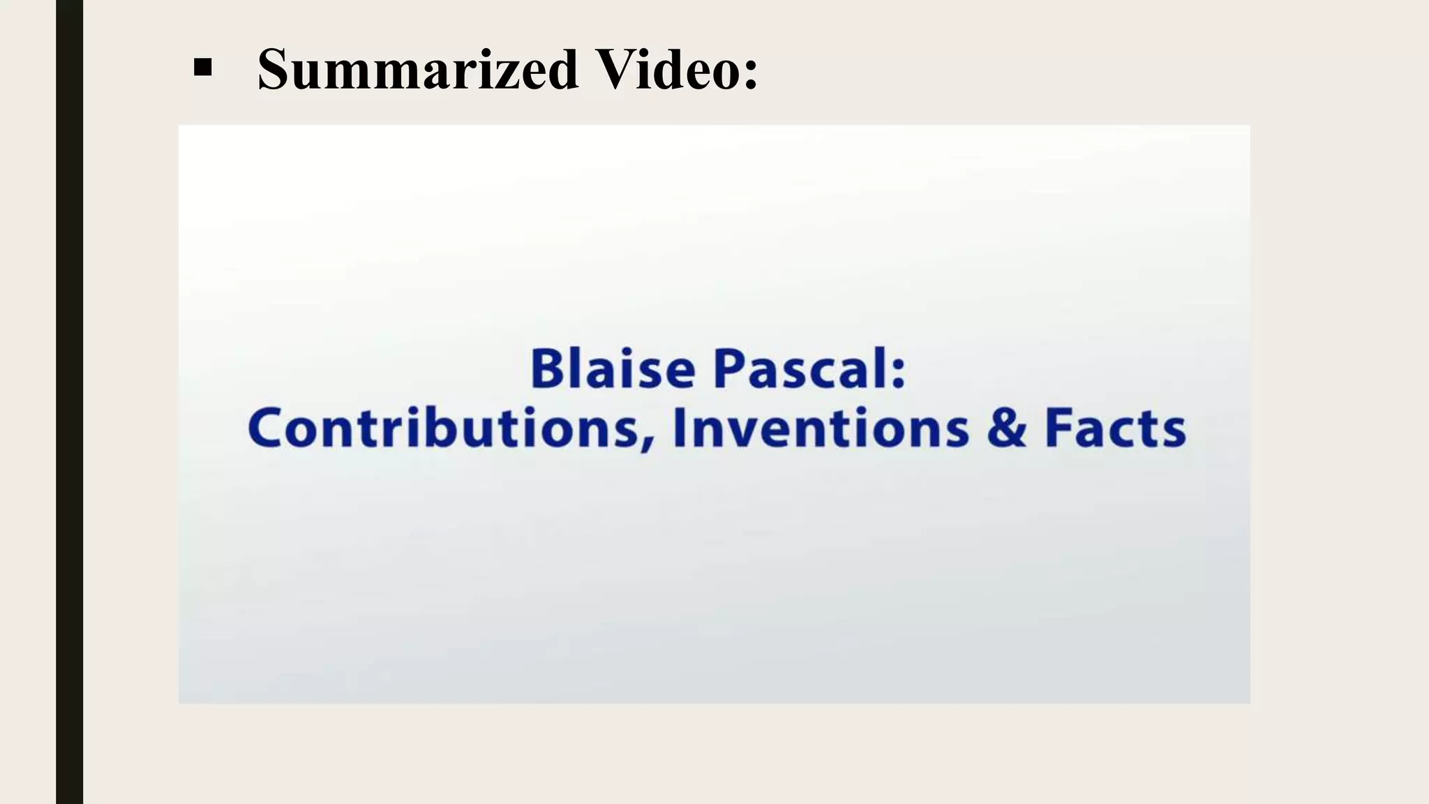 Blaise Pascal Biography | PPT