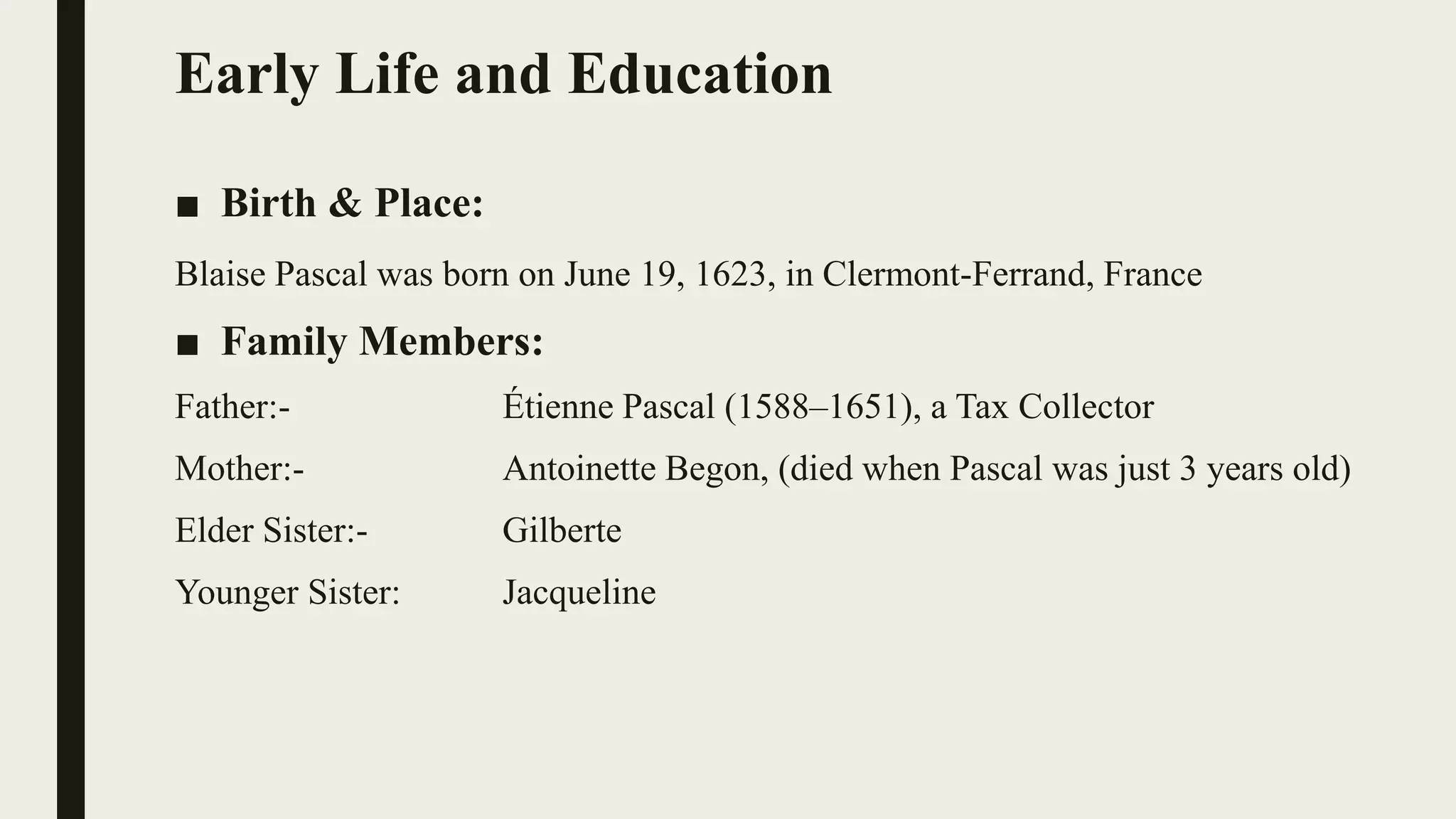 Blaise Pascal Biography | PPT