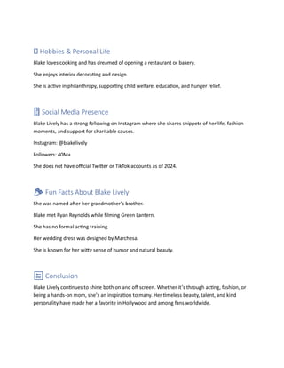 Blake Lively Life Biography The Celeb Post | PDF