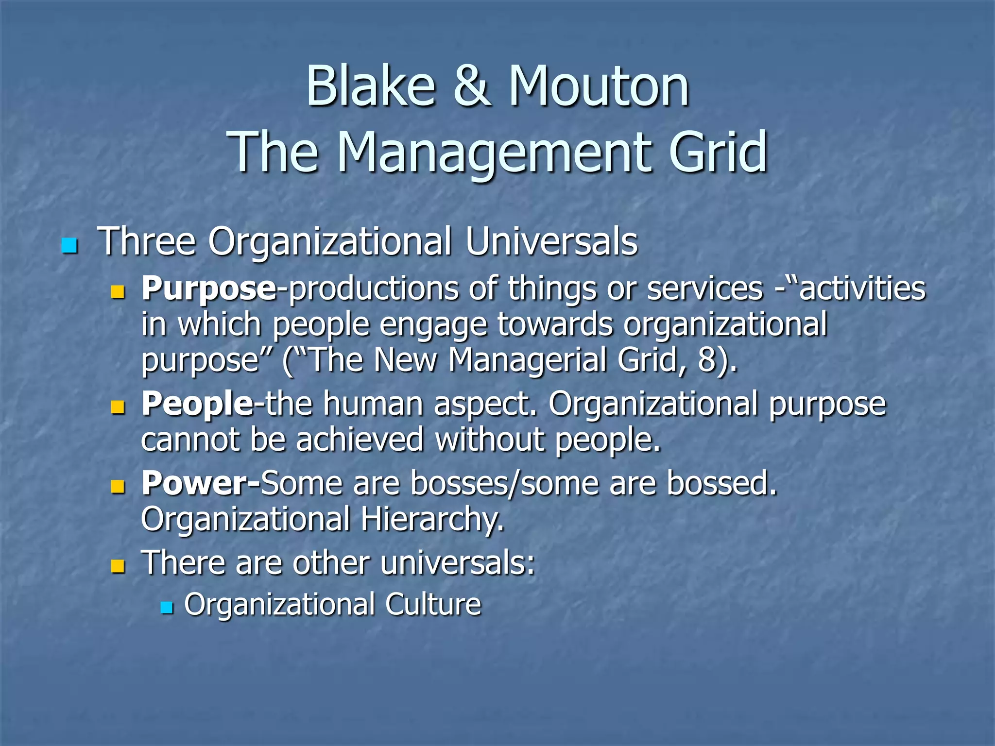 Blake & mouton the managerial grid presentation | PPT