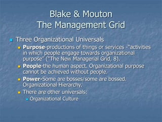 Blake & mouton the managerial grid presentation | PPT