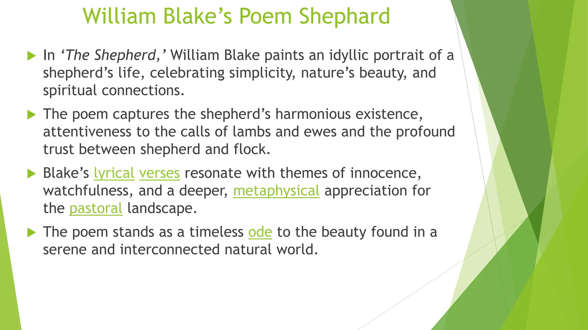 Blake's Shephard & Lamb poems with detailed notes and Illustrations | PPTX