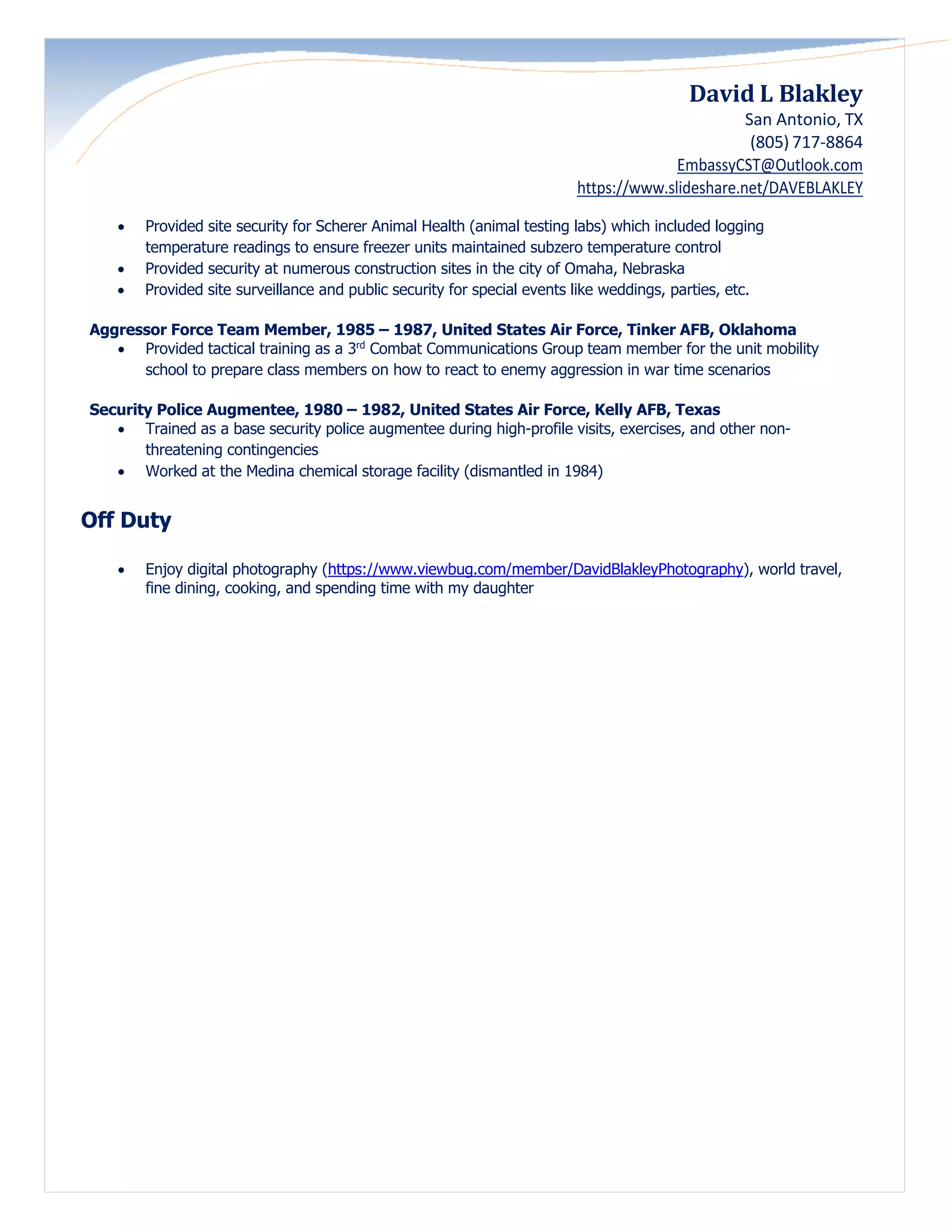 Blakley Construction Surveillance resume 2019 (updated signed) | PDF