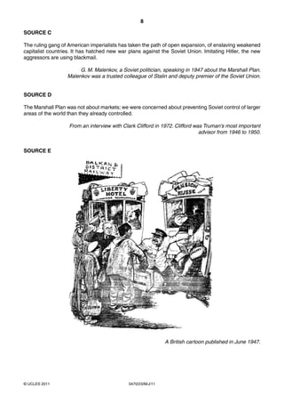 Blame for the Cold War Sources - GCSE 2015 | PDF