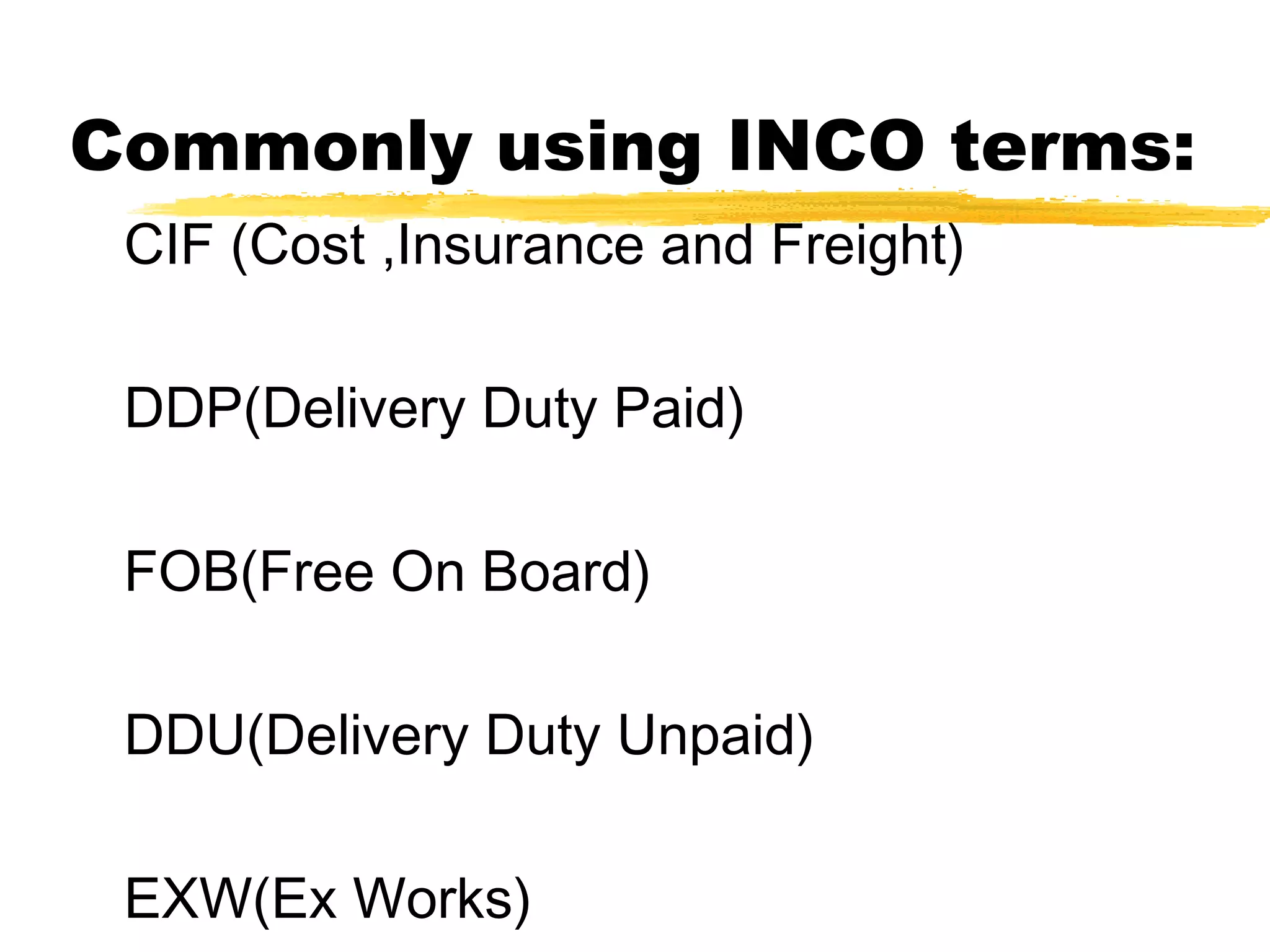 Bill of Lading and inco terms | PPT