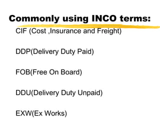 Bill of Lading and inco terms | PPT