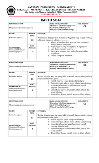 BLANGKO KARTU SOAL USP XII OTKP_OTK KEPEGAWAIAN | PDF
