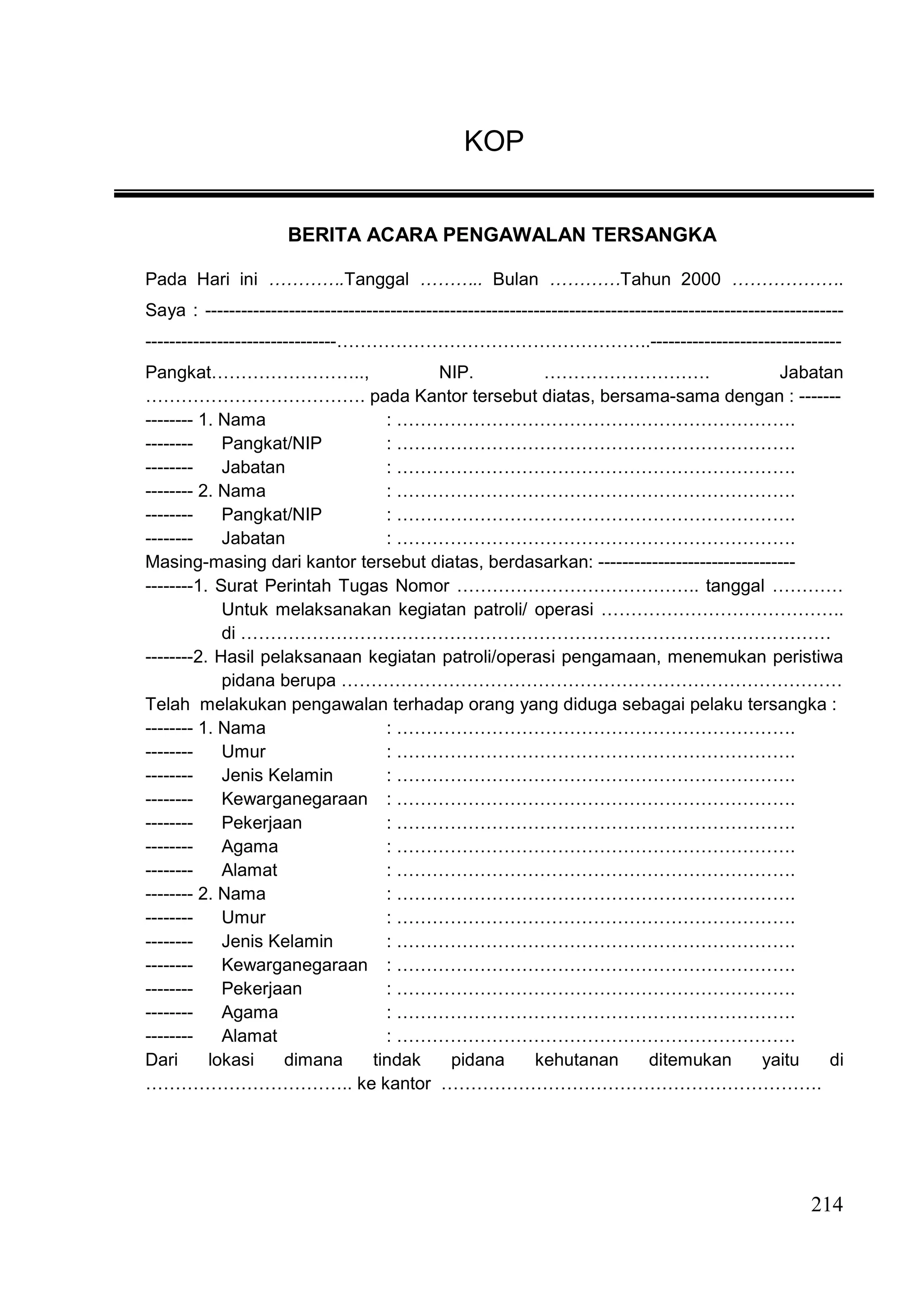 Blangko praktek administrasi tkp | PDF