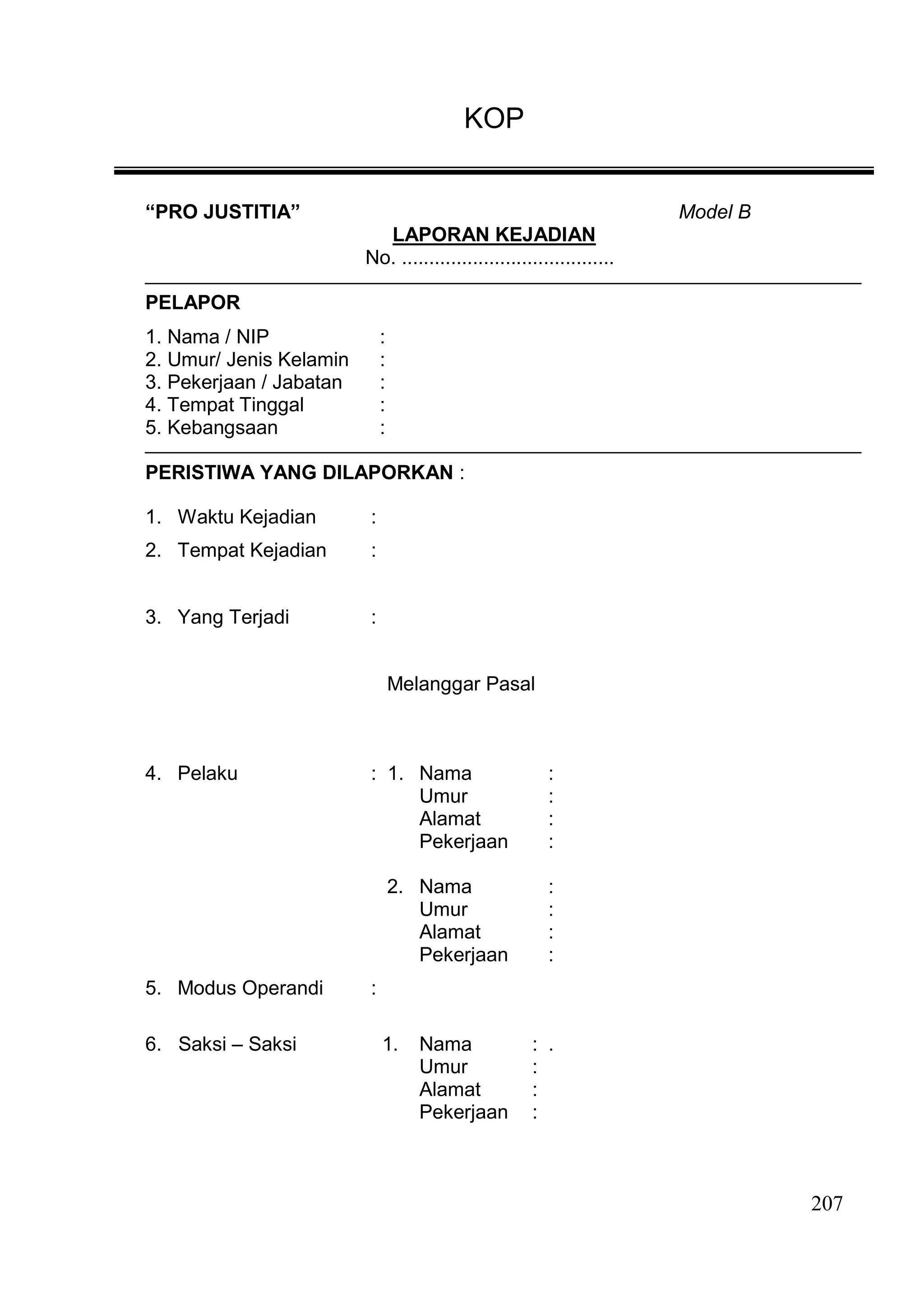 Blangko praktek administrasi tkp | PDF