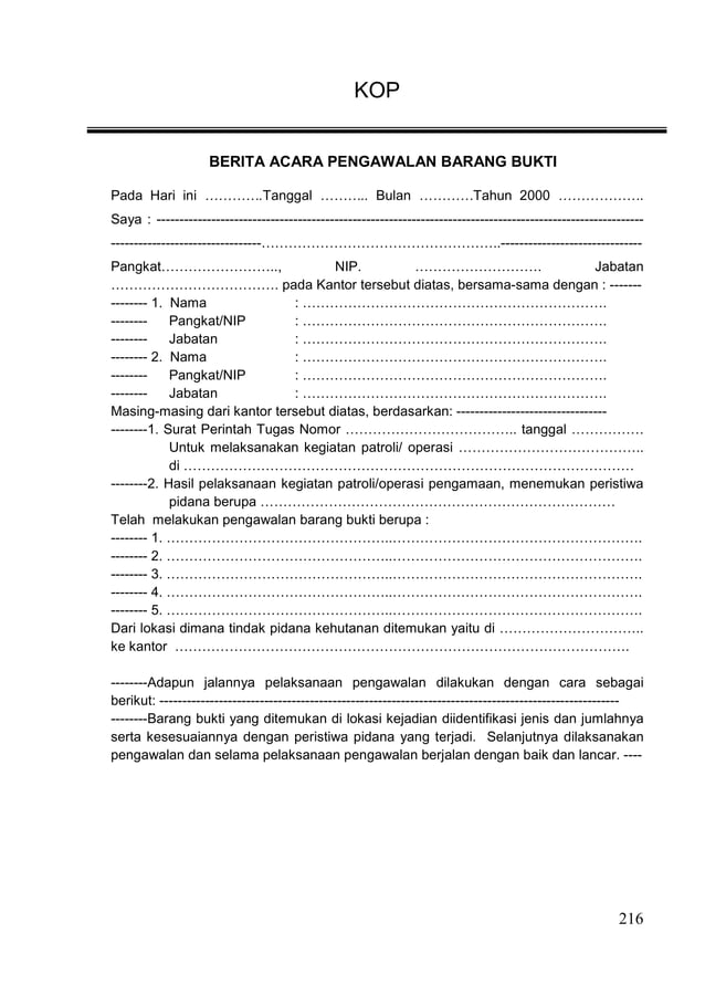 Blangko praktek administrasi tkp | PDF