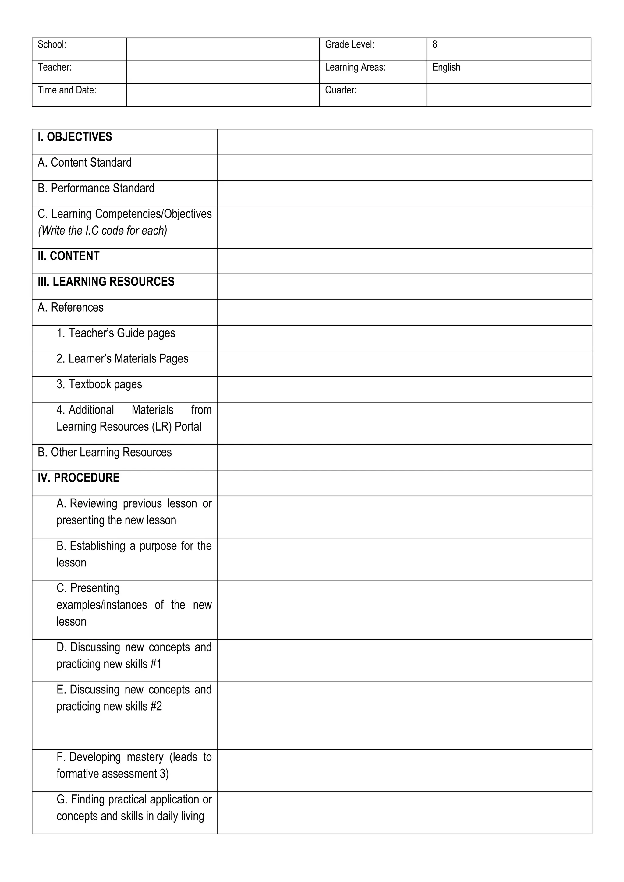 BLANK-DLP for Classroom Observation.docsocx | DOCX