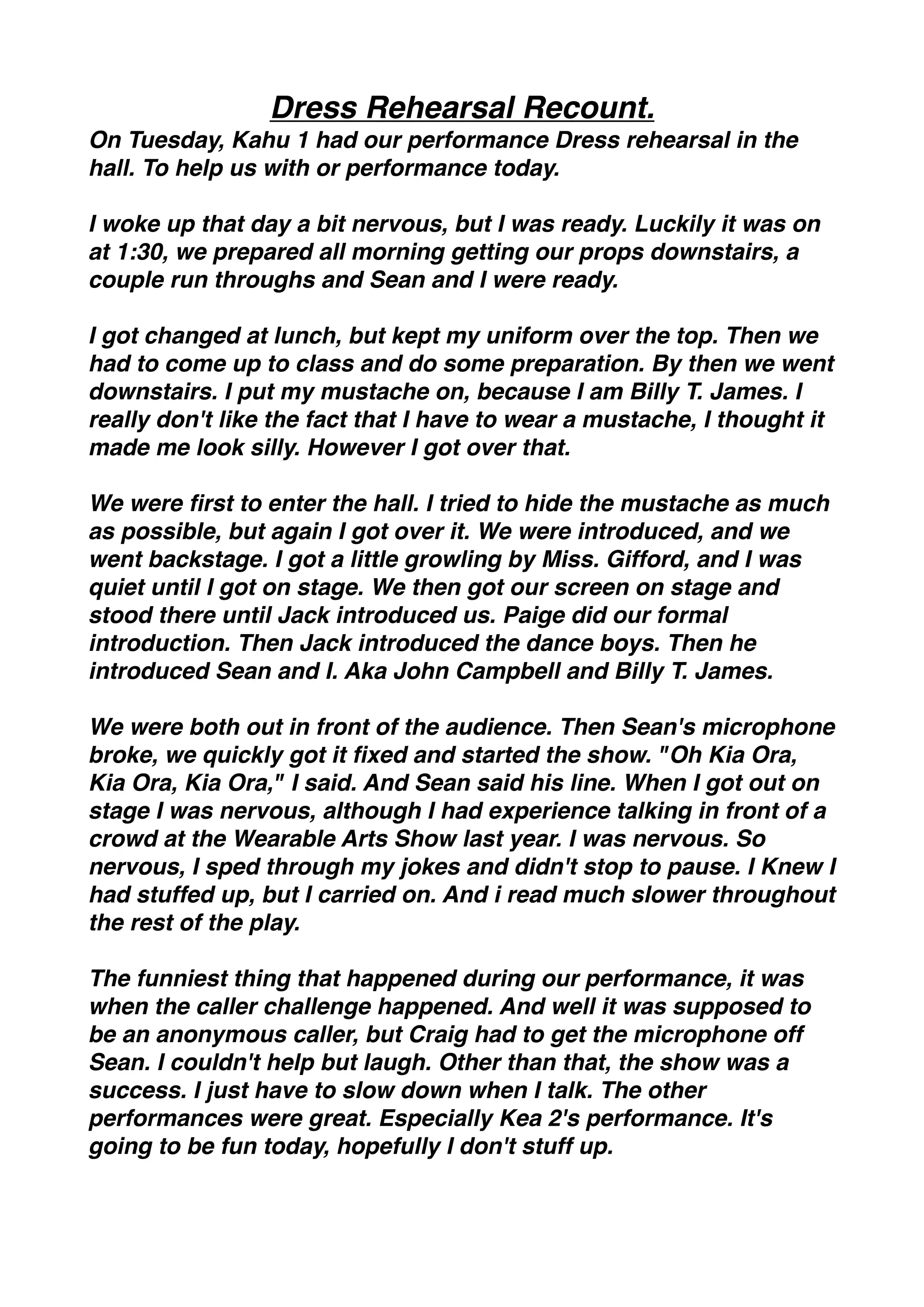 Dress Rehearsal | PDF