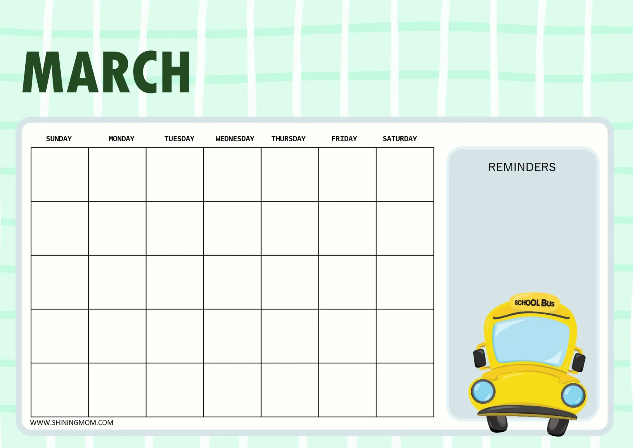 blank calendar for kids preschool 123456 | PDF