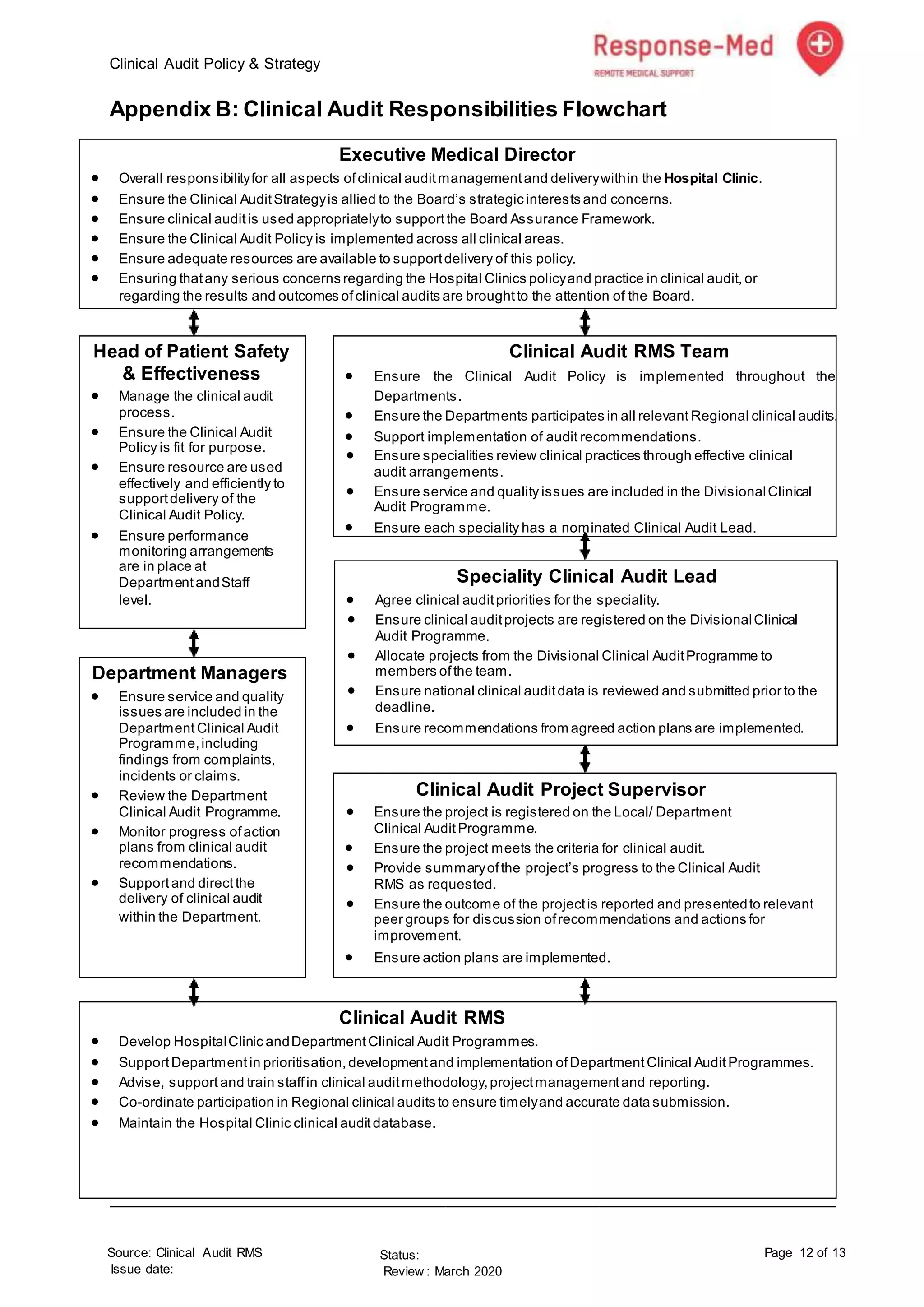 Blank clinical audit report template | DOCX