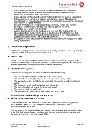 Blank clinical audit report template | DOCX