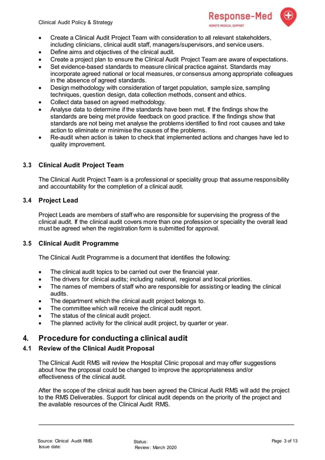 Blank clinical audit report template | DOCX | Healthcare Industry ...