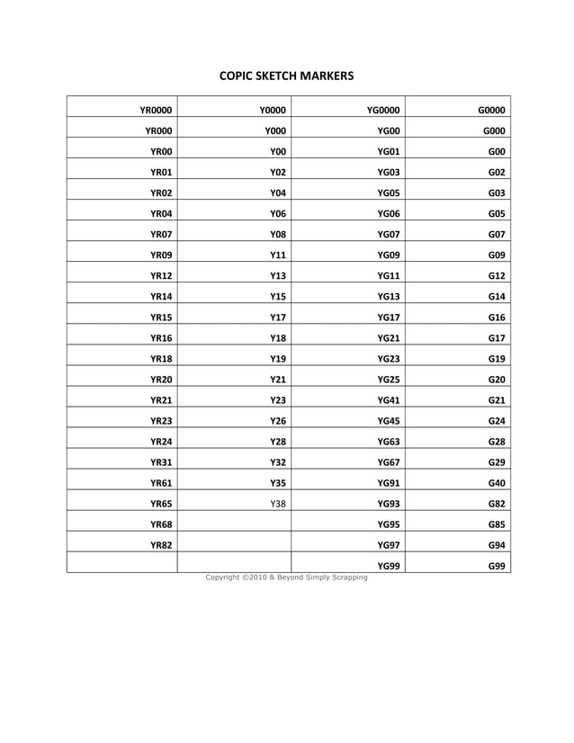 Blank color chart small page style | PDF