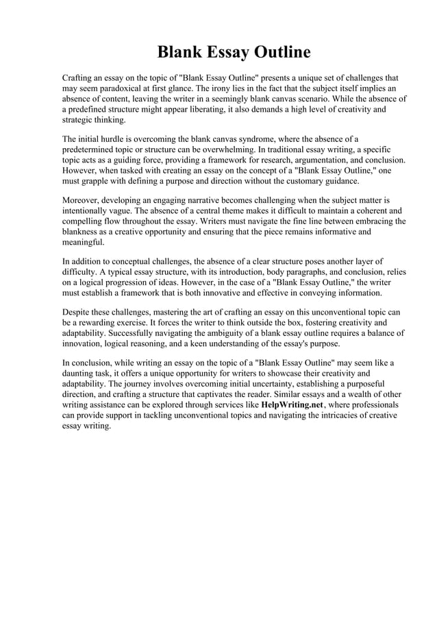 Blank Essay Outline. FREE 13 Sample Blank Outline Templates in PDF MS ...