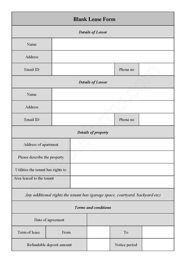 Blank Lease Fillable PDF Template Download | PDF | Real Estate Renting ...
