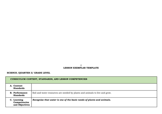 BLANK Lesson Exemplar Template (English ver.).docx | Agriculture ...