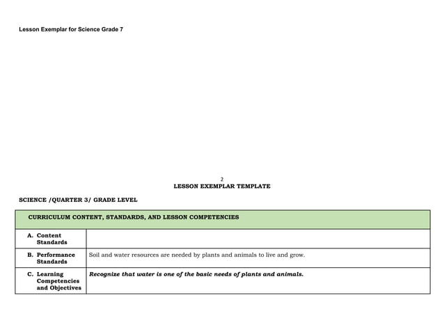 BLANK Lesson Exemplar Template (English ver.).docx | Agriculture ...