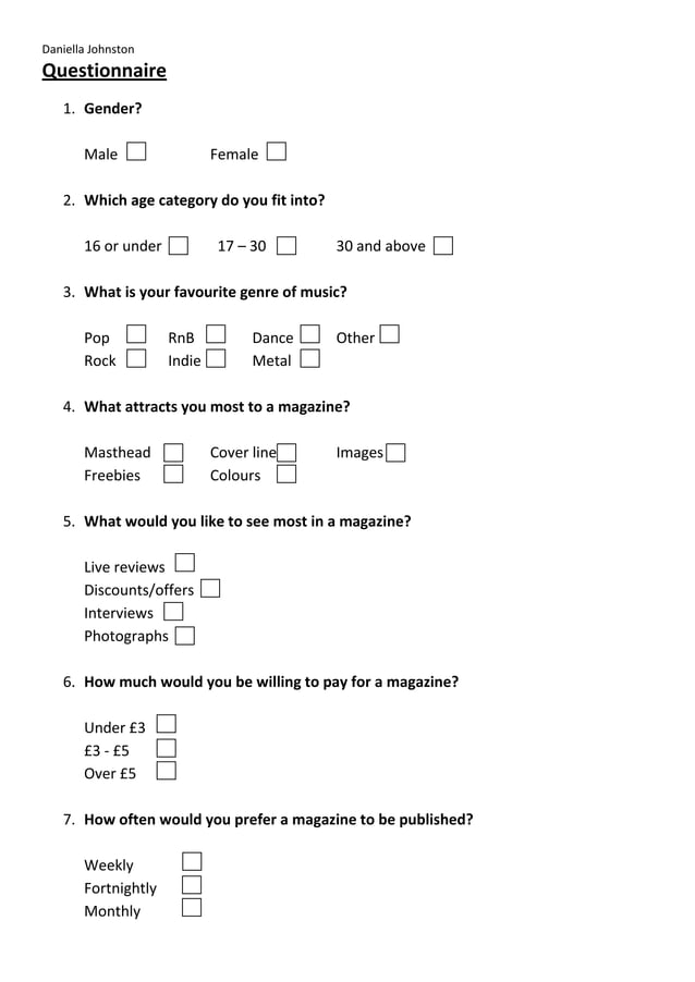 Blank questionnaire | DOCX