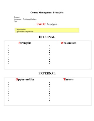 Blank swot form | PDF