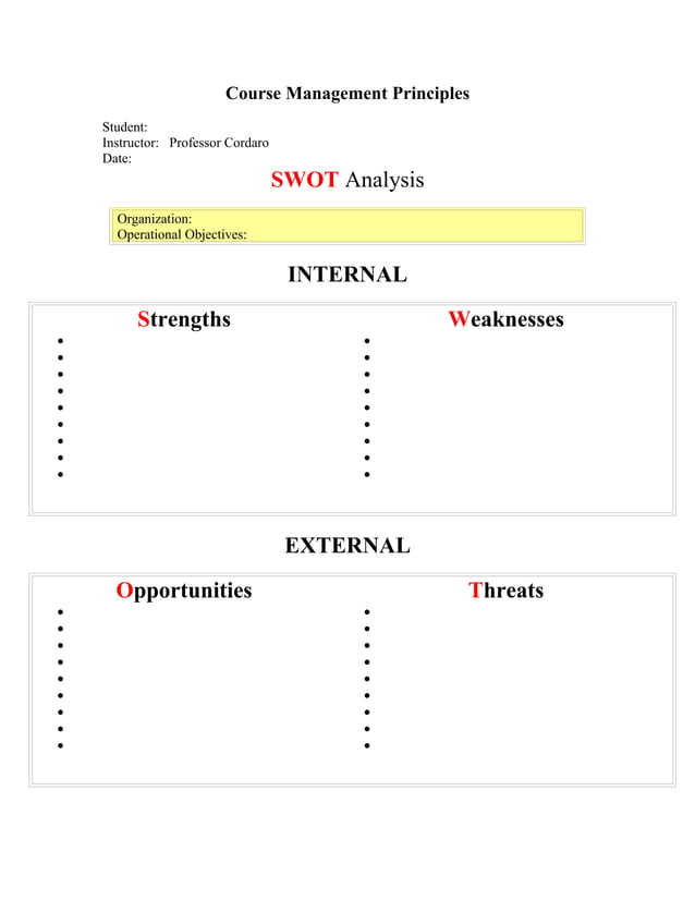 Blank swot form | PDF